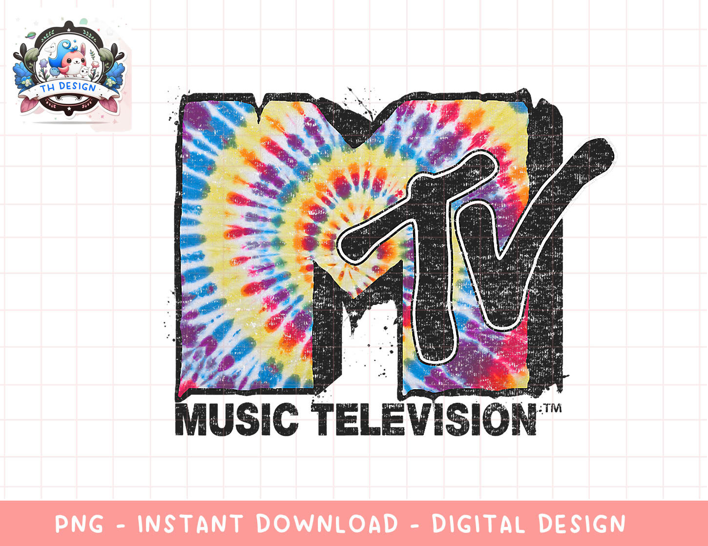 MTV Rainbow Tie Dye Spiral Logo png, digital download, insta | Inspire ...