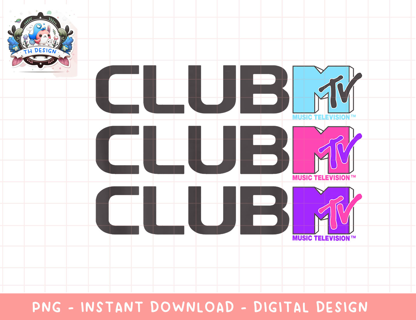 MTV Three Club Stack Retro Color png, digital download, inst | Inspire ...
