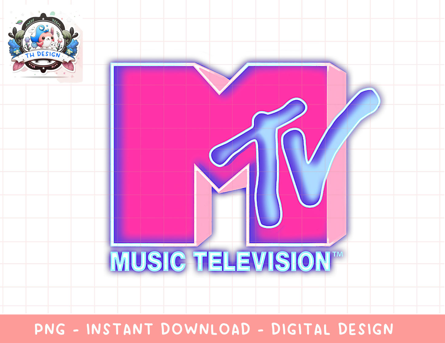 MTV Vintage Neon Glow Logo png, digital download, instant do | Inspire ...