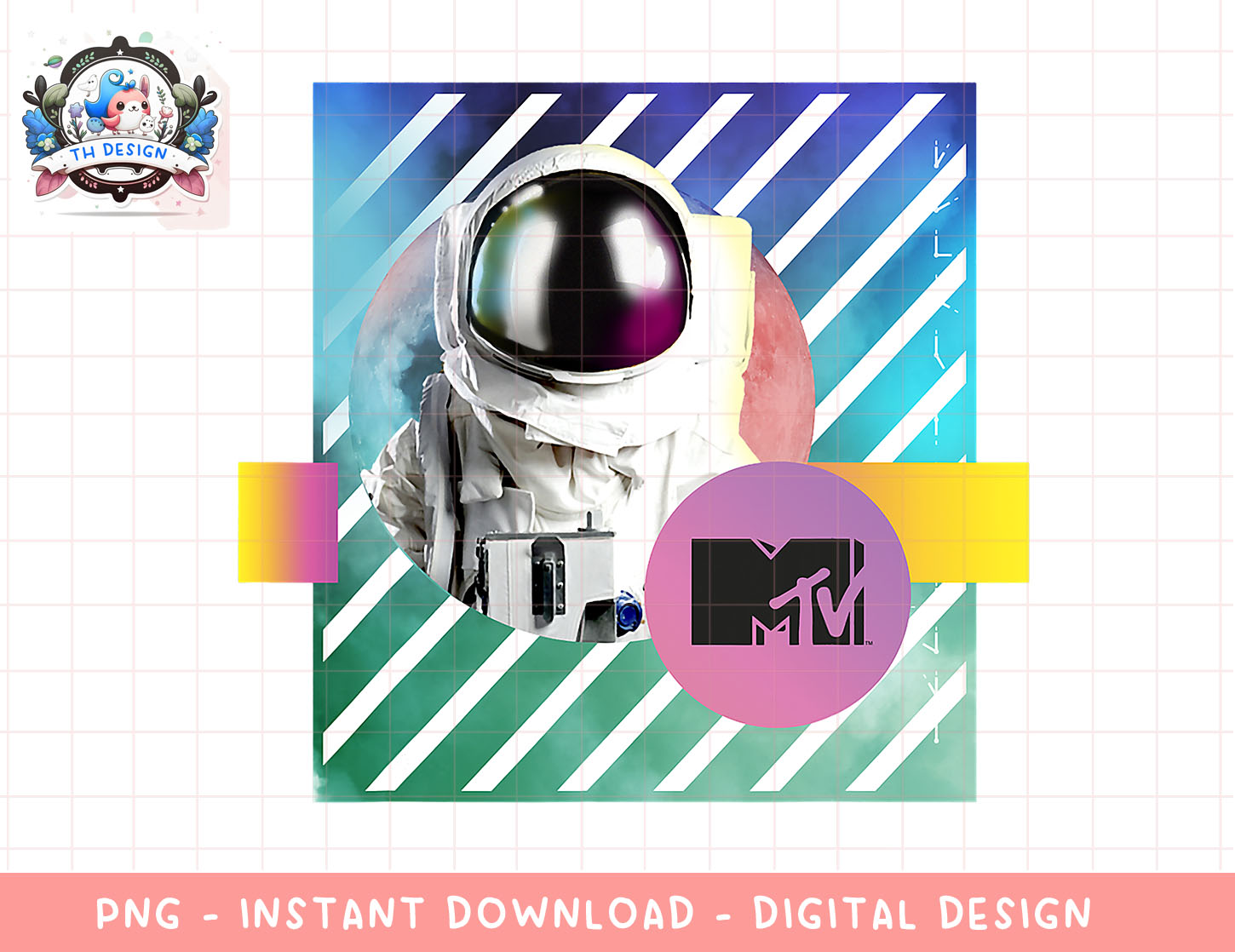 MTV VMA Astronaut Neon Stripped Box Poster png, digital down | Inspire ...