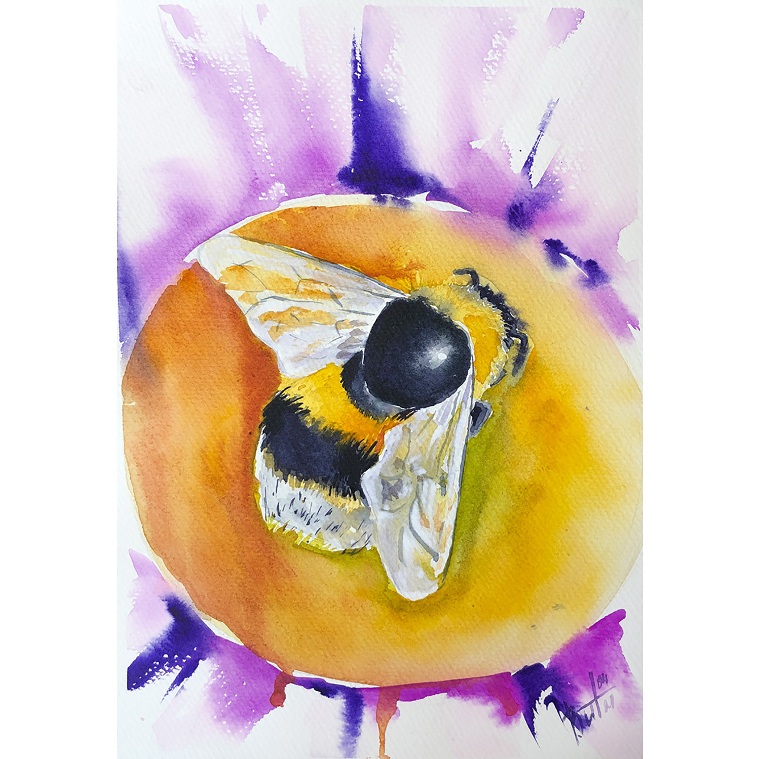 Bumblebee Painting Bee Artwork Original Watercolor Bug Wall - Inspire ...