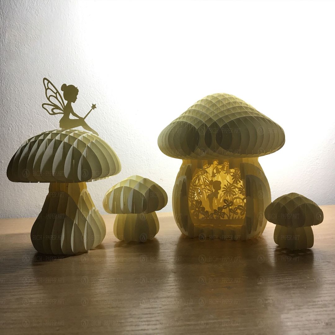 Combo 3D Paper Craft Mushroom And Little Fairy, Mushroom pop | Inspire ...