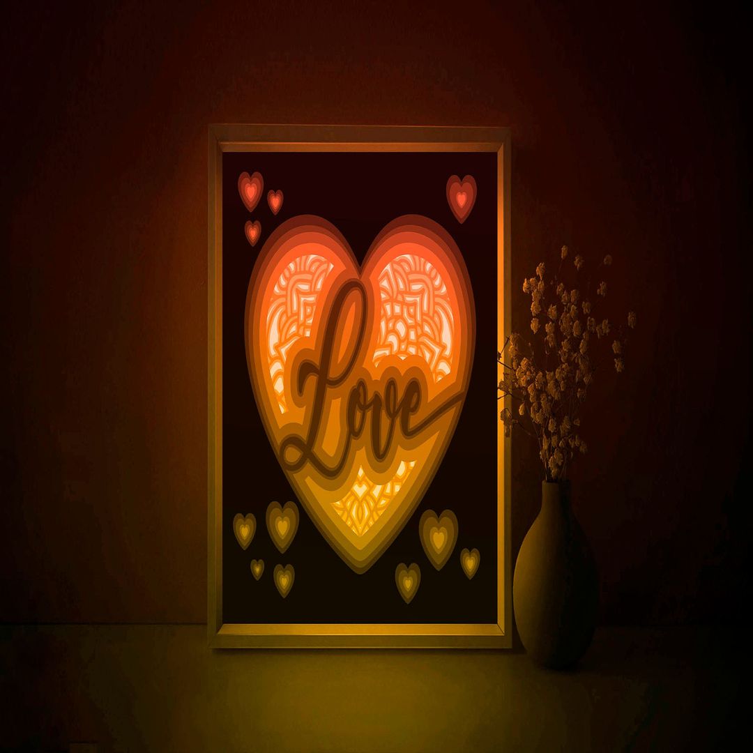 Love Shadow box SVG Template, Heart mandala Papercut Lightbo - Inspire ...
