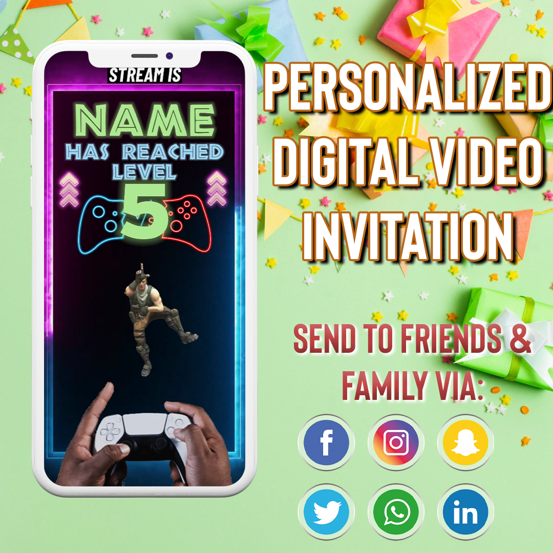 Gamer invitation, Video Game Birthday Invitation, Gaming Par | Inspire ...