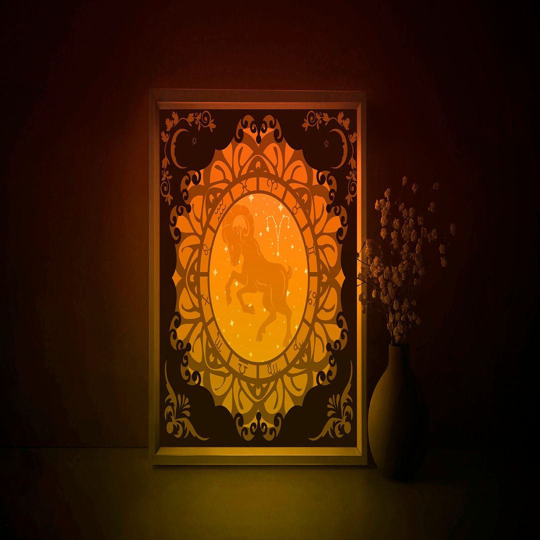 Zodiac Aries Shadow box SVG Template, Astrological Signs Pap | Inspire ...