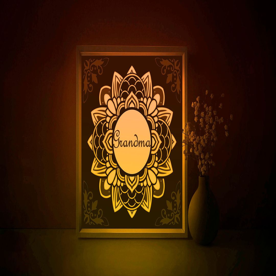 Grandma Family Shadow box SVG Template, Mandala flower Paper - Inspire ...