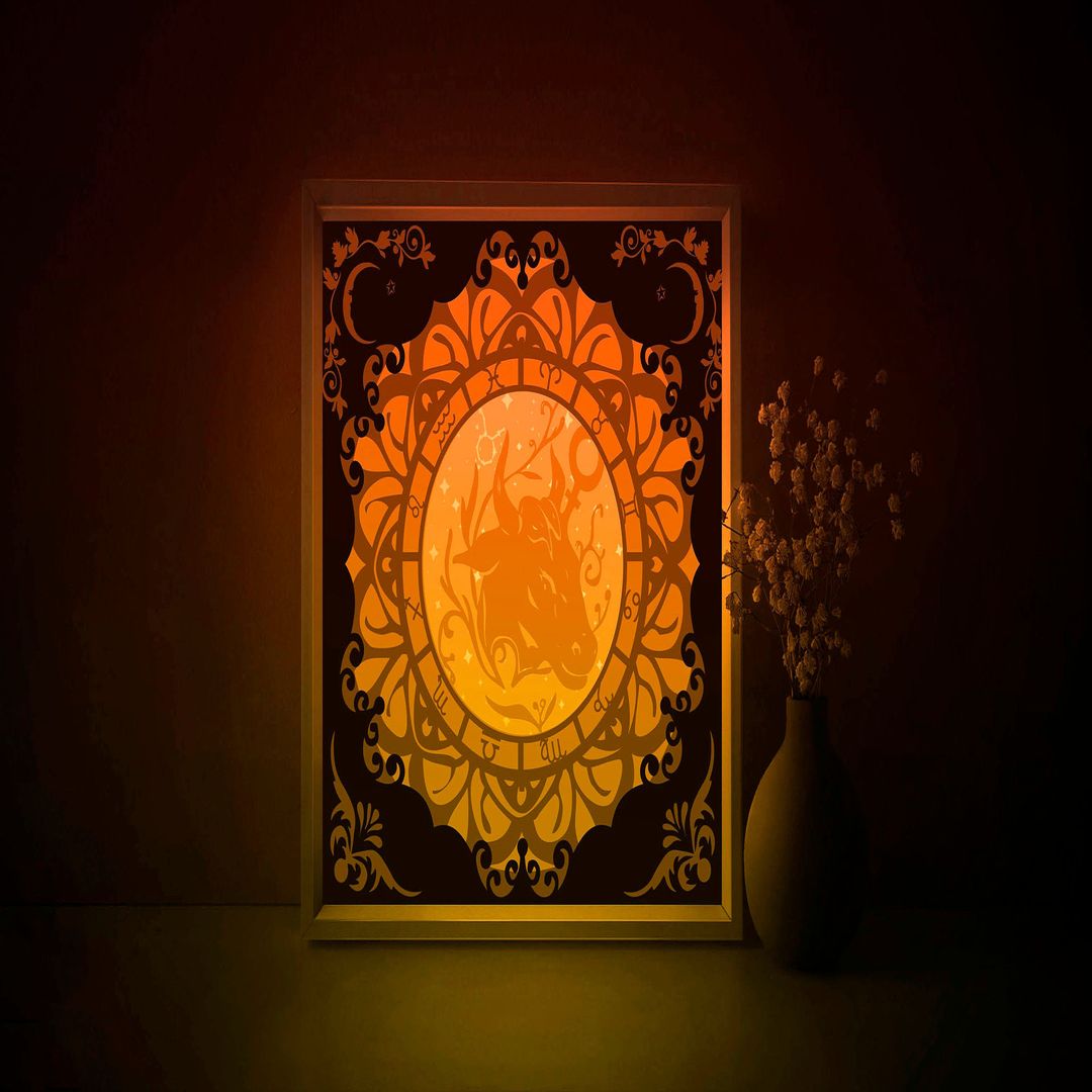 Zodiac Taurus Shadow box SVG Template, Astrological Signs Pa | Inspire ...
