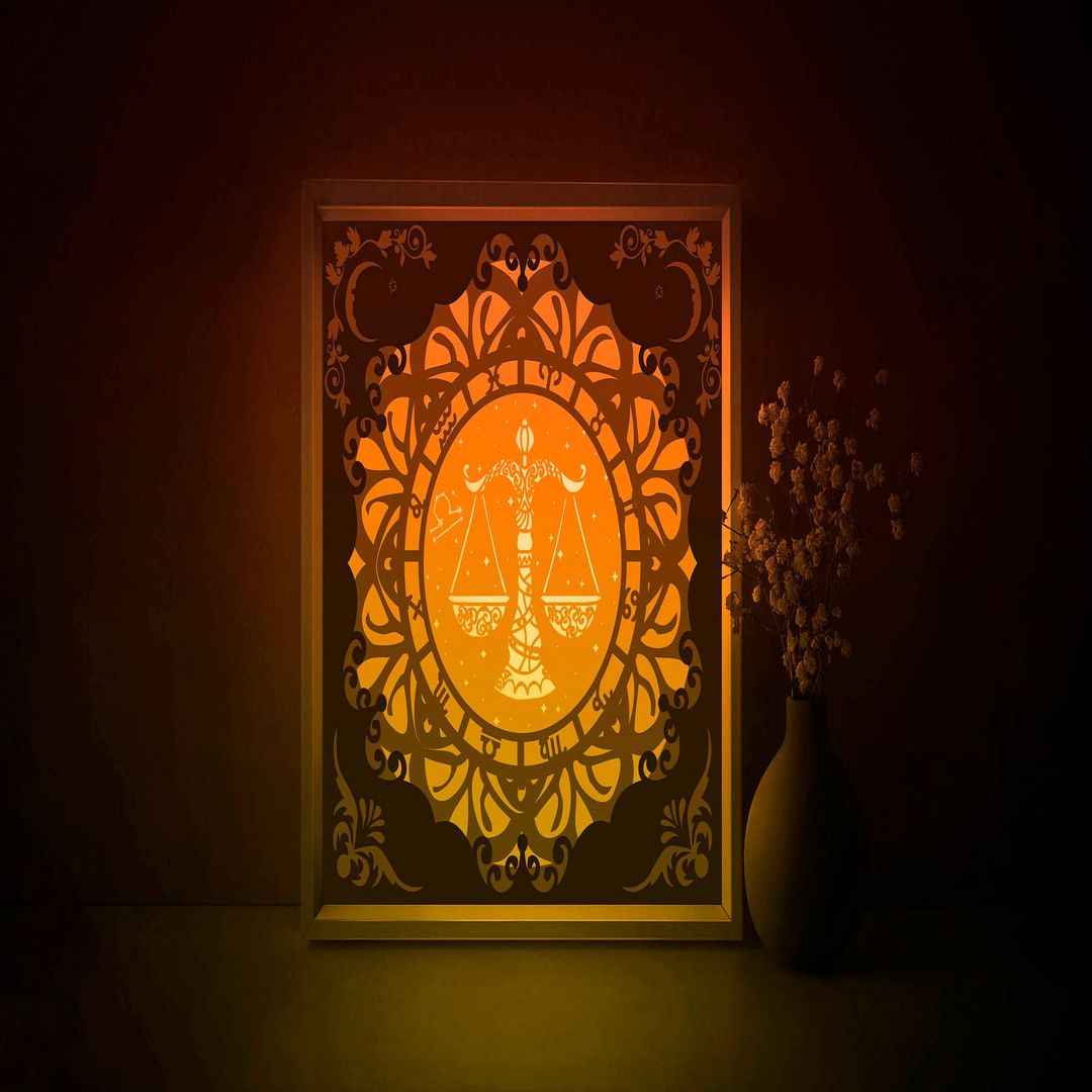 Zodiac Libra Shadow box SVG Template, Astrological Signs Pap | Inspire ...