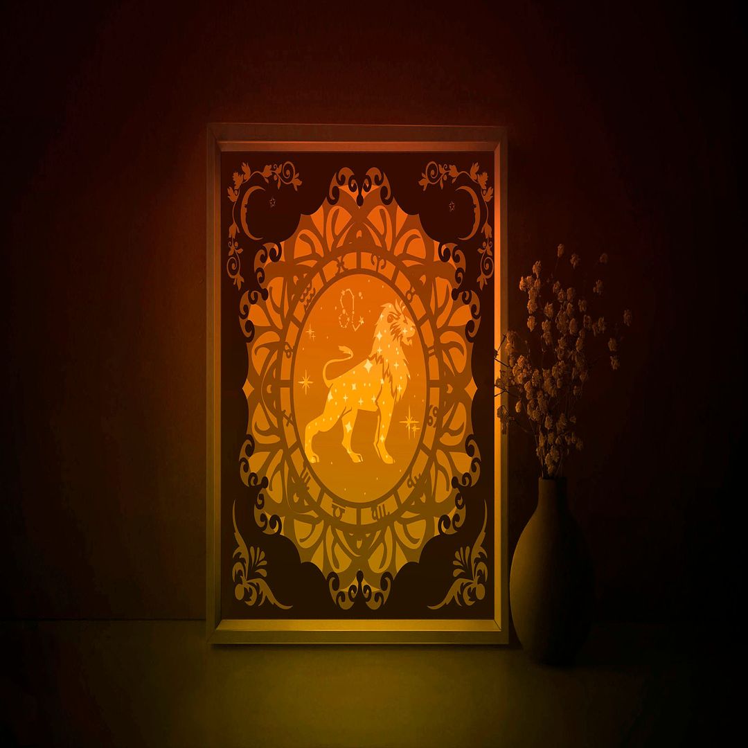 Zodiac Leo Shadow box SVG Template, Astrological Signs Paper - Inspire ...