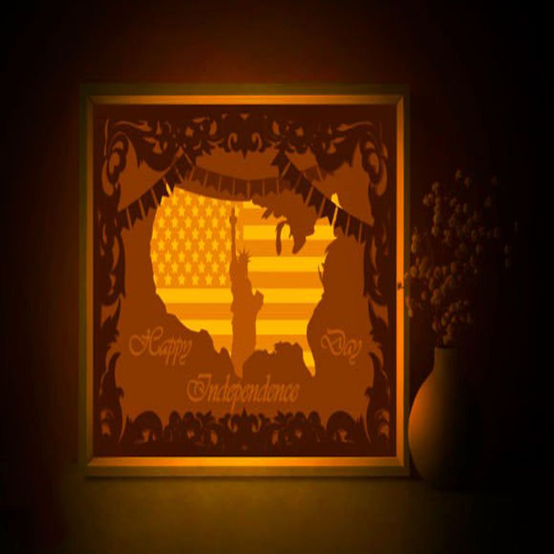 Happy Independence Day USA Map Shadowbox | Inspire Uplift