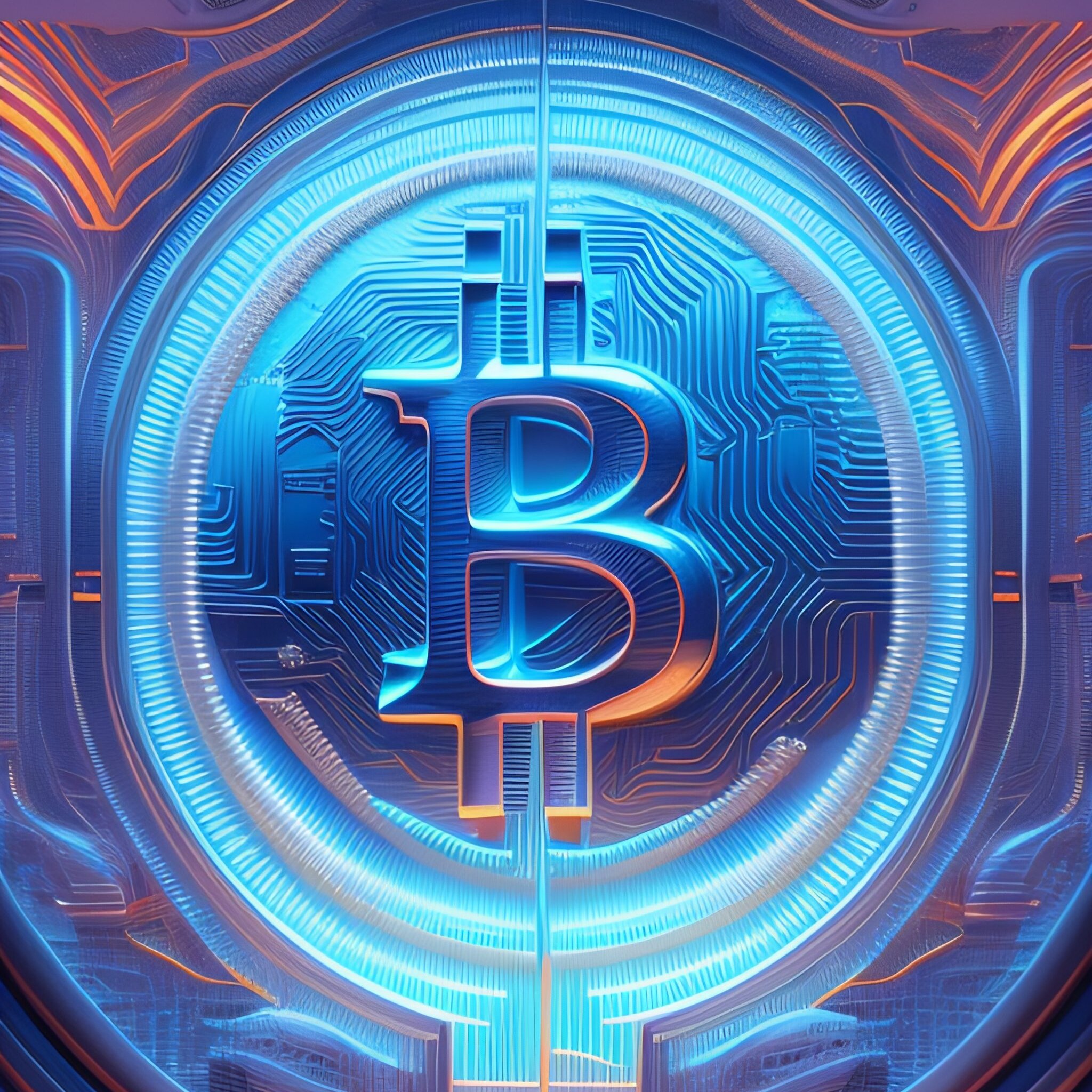 bitcoin logo on a futuristic wall | Inspire Uplift