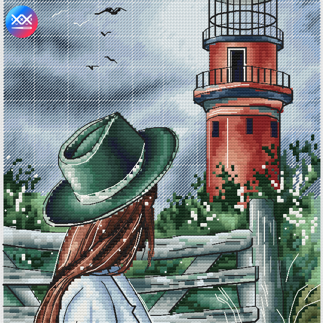Stormic Sky Cross Stitch Pattern, Lighthouse Cross Stitch Ch | Inspire ...