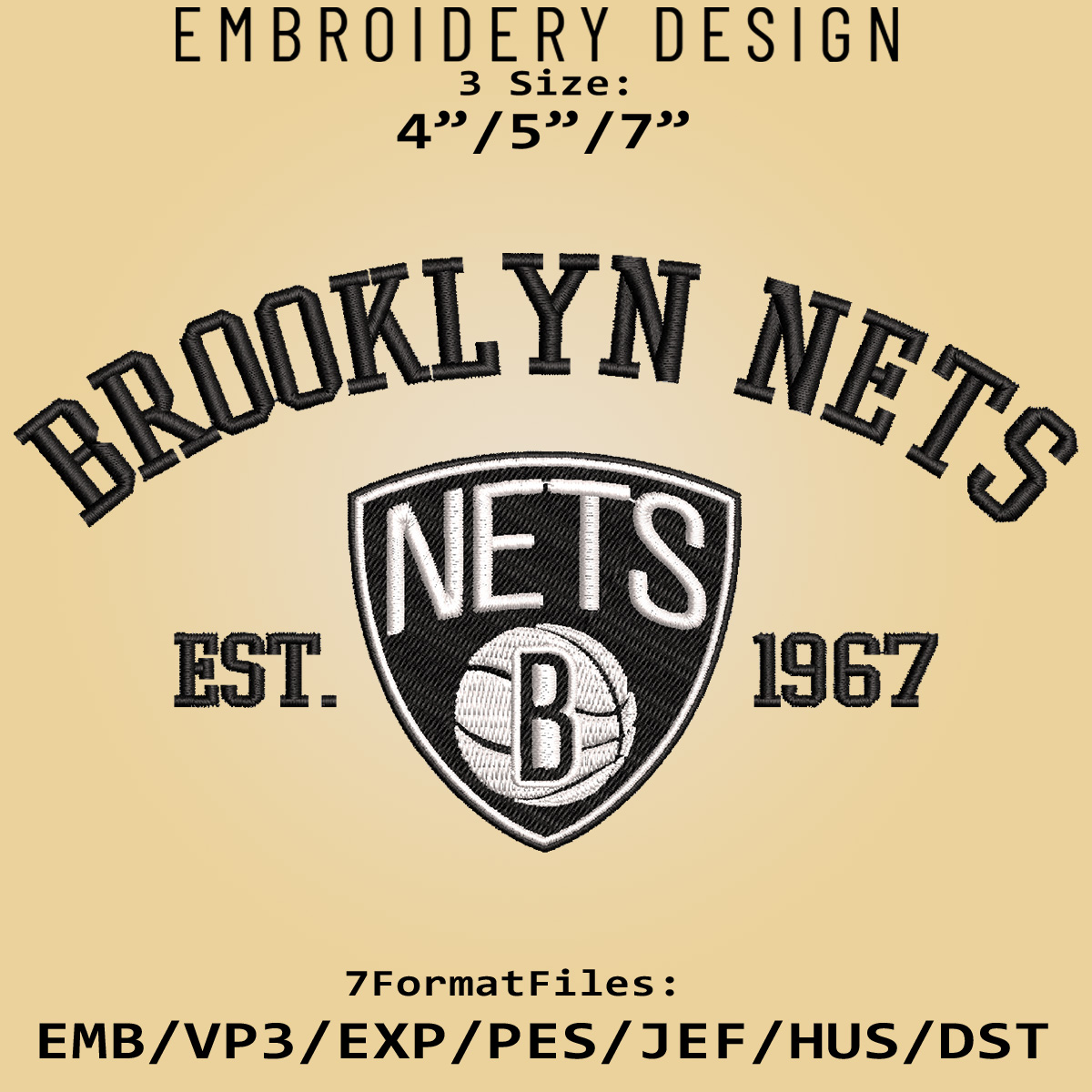 Brooklyn Nets Embroidery Designs, NBA Logo Embroidery Files, | Inspire ...