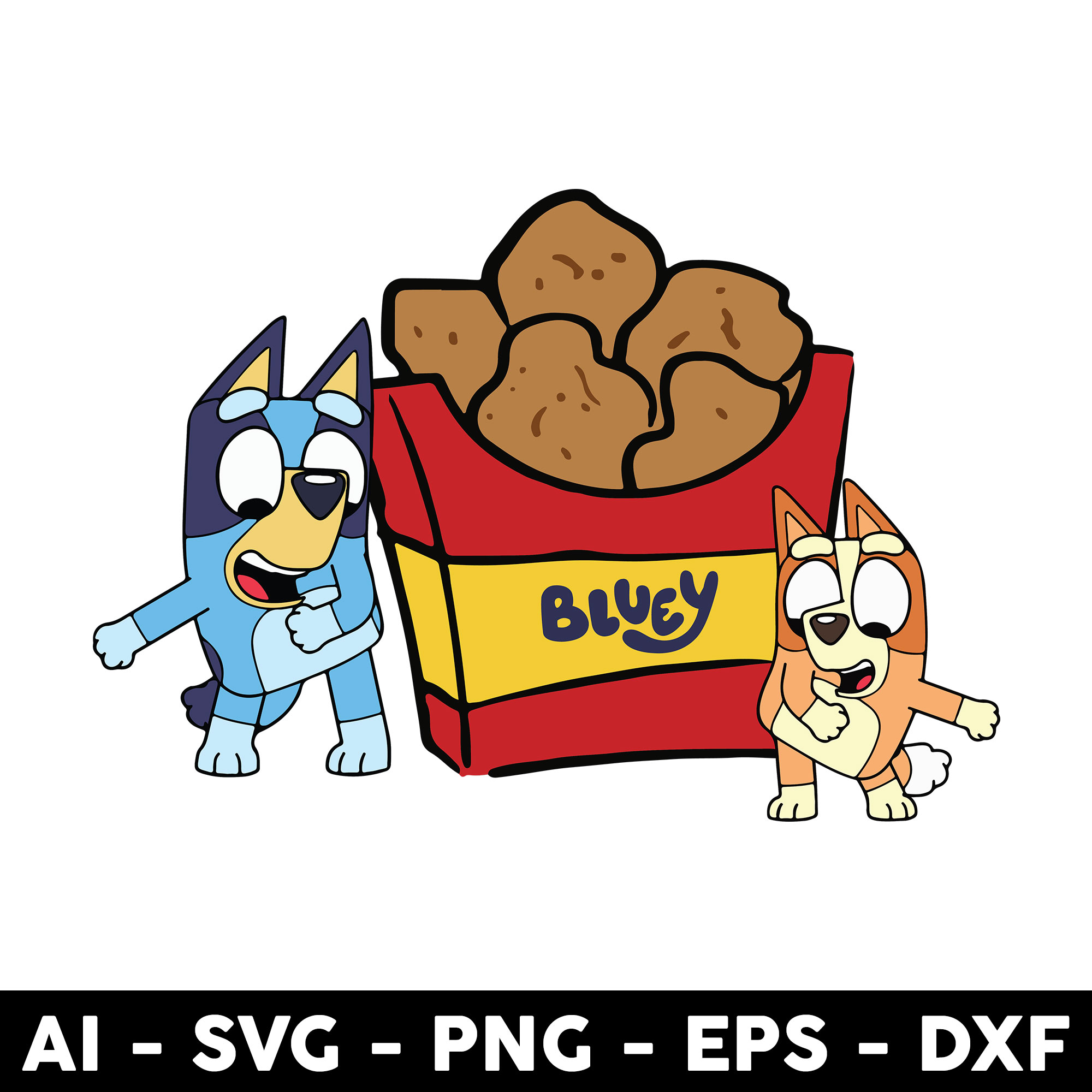 Bluey And Bingo With Chicken Nuggets Box Png, Bluey And Bing - Inspire ...