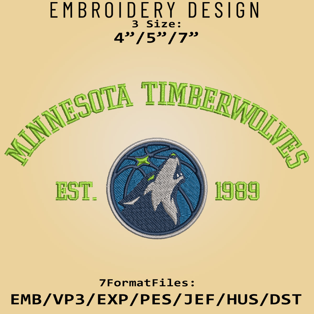 Minnesota Timberwolves Embroidery Designs, NBA Logo Embroide | Inspire ...