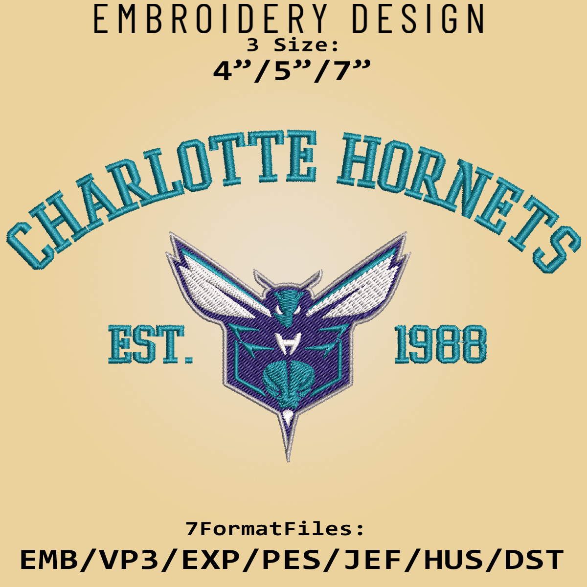 Charlotte Hornets Embroidery Designs, NBA Logo Embroidery Fi - Inspire ...