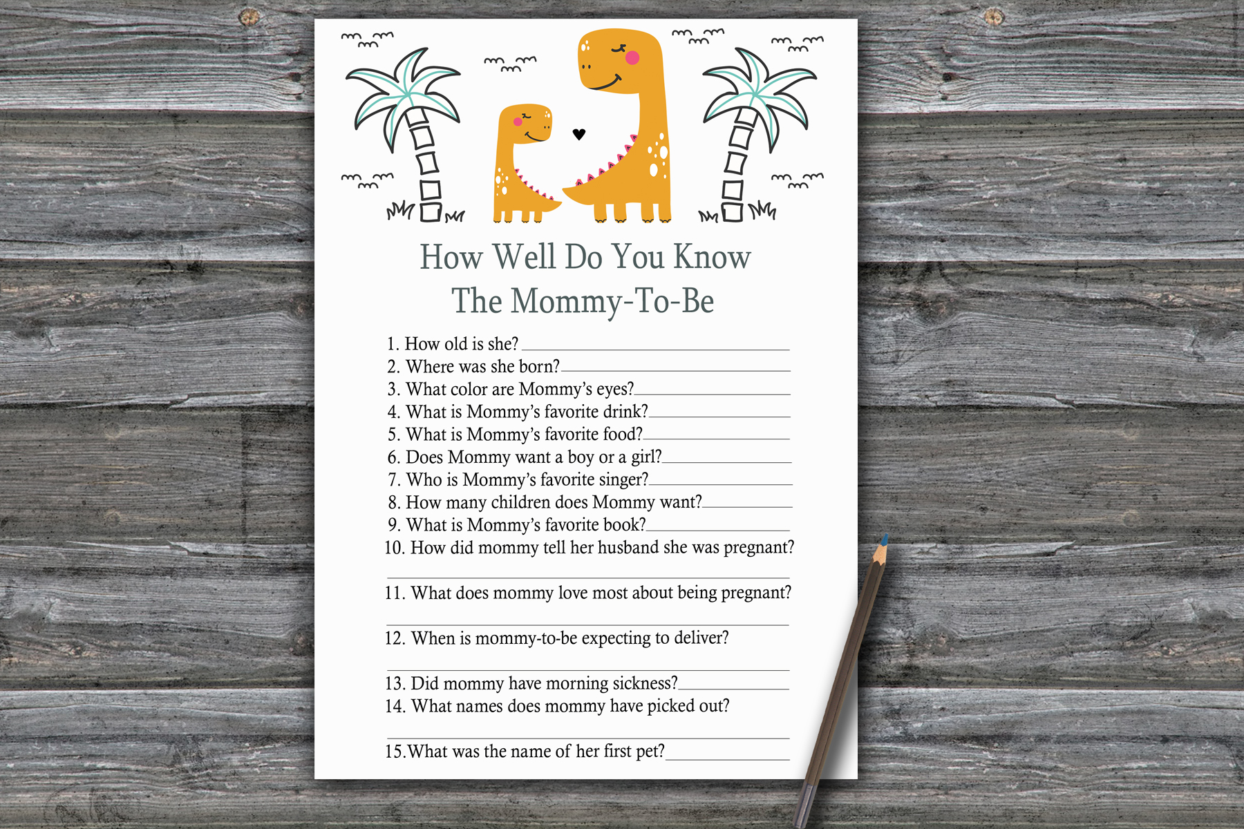 Orange Dinosaur How well do you know baby shower game card,D | Inspire ...