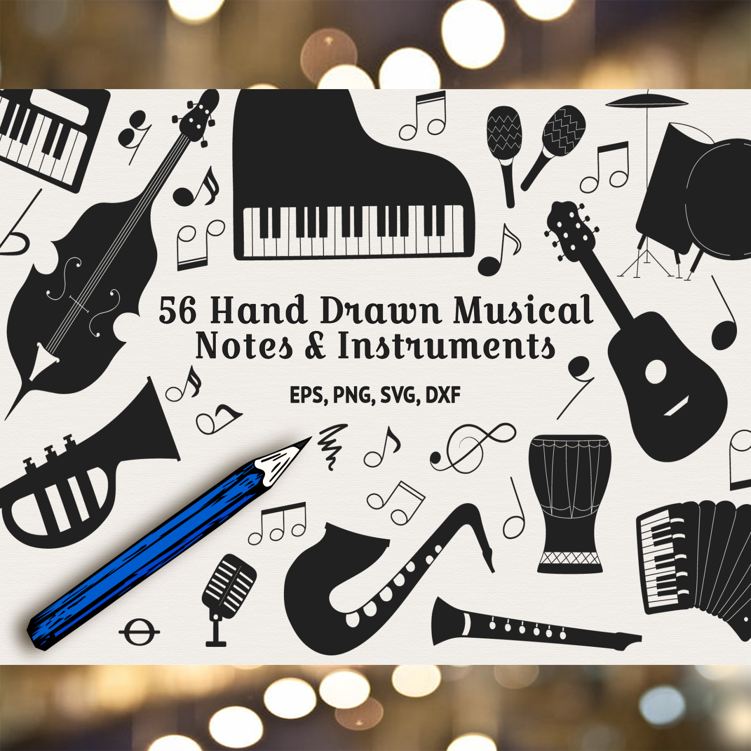 56 Musical Instruments & Notes - Inspire Uplift