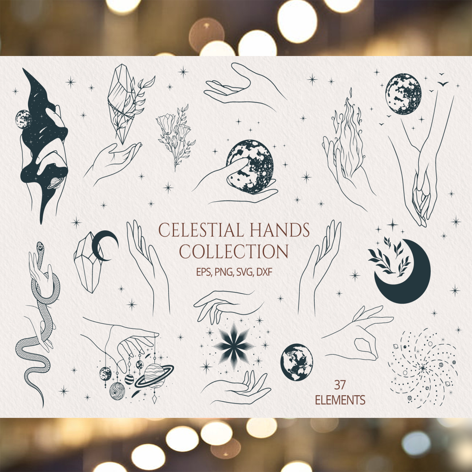 Hand Drawn Celestial Hands Collection | Inspire Uplift