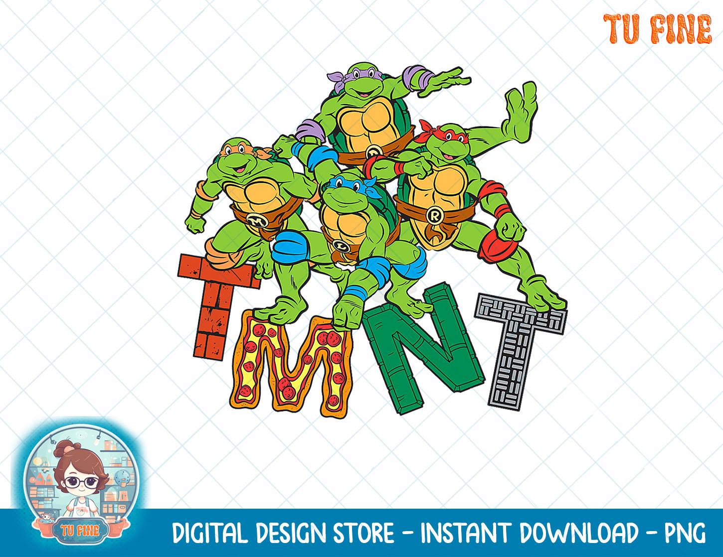 Ninja Turtles Balancing On Top Of TMNT Font T-Shirt.png | Inspire Uplift
