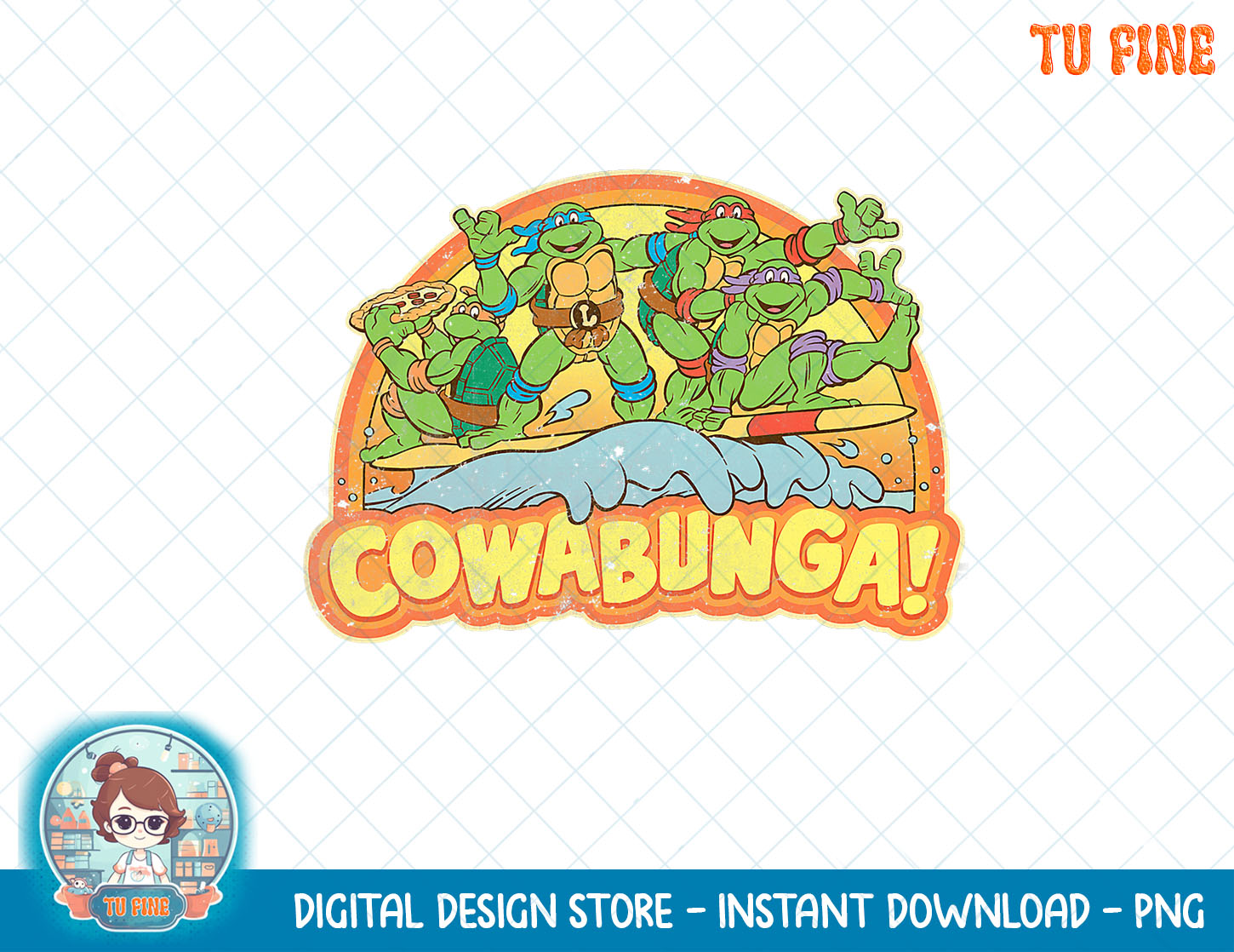 Teenage Mutant Ninja Turtles Gang Retro Cowabunga T-Shirt.pn | Inspire ...