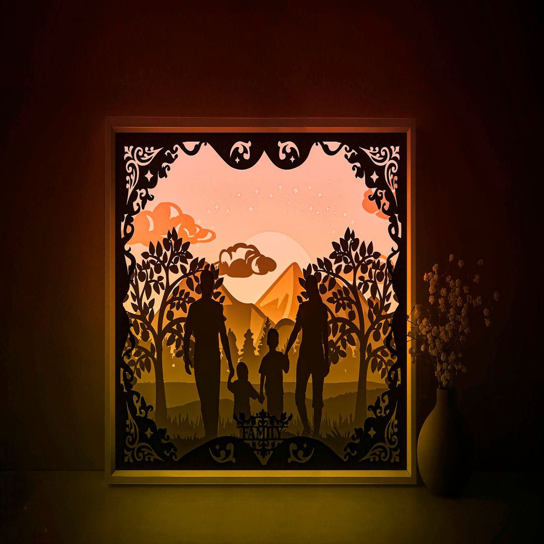 Personalized Family Portrait Shadow box SVG Template, Last N | Inspire ...