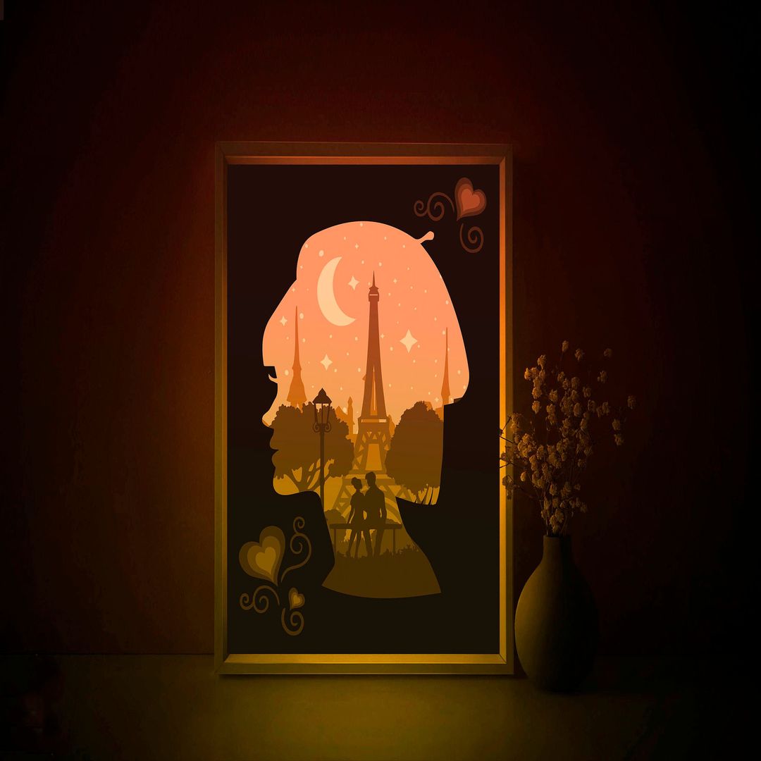 Love Paris Shadow box SVG Template, Romantic France Papercut - Inspire ...