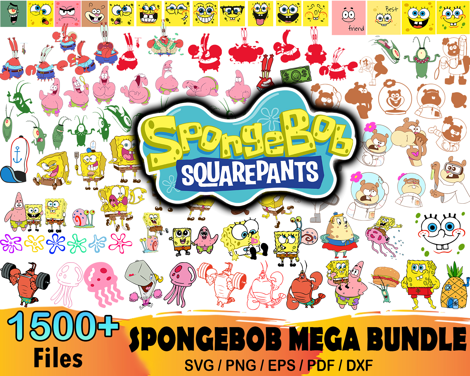 1500 Spongebob Mega Bundle, Cartoon Svg, Spongebob Svg, Gary | Inspire ...