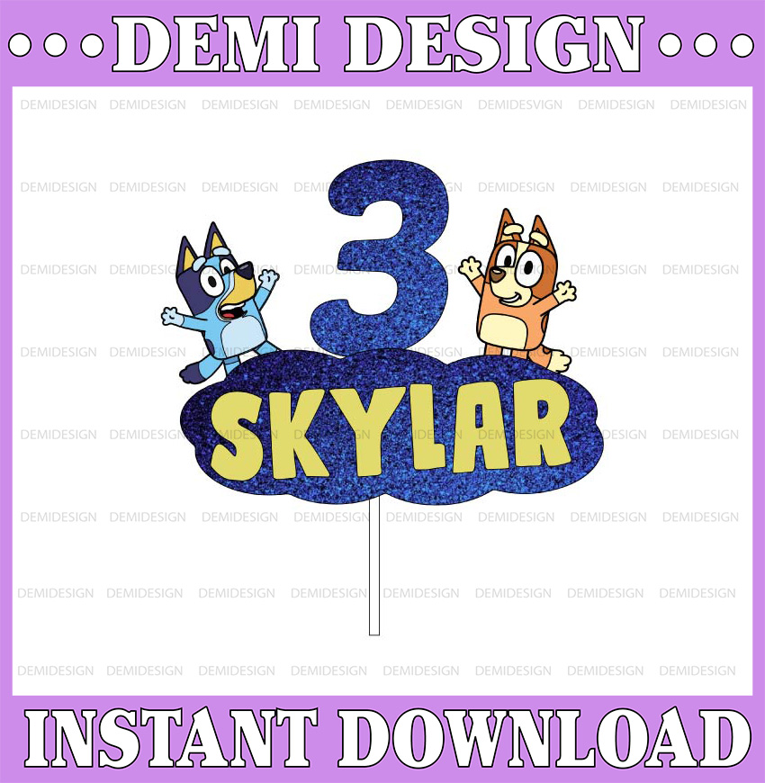 Personalized Name and Age Bluey Heeler and Bingo Heeler Png, - Inspire ...