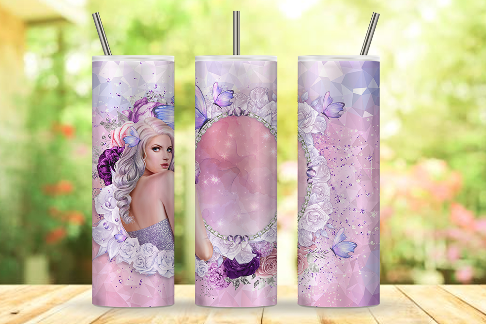 Flower Butterfly Lady Glamour PNG Tumble 20oz Skinny Tumbler | Inspire ...