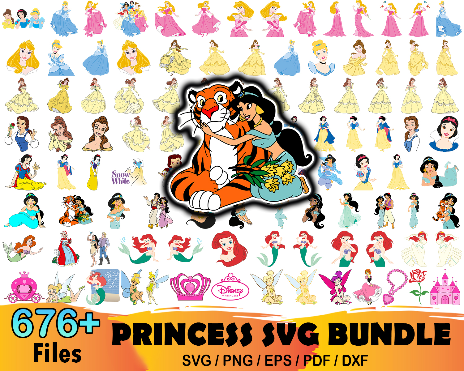 676 Princess Svg Bundle, Disney Svg, Cinderella Svg, Ariel S - Inspire ...