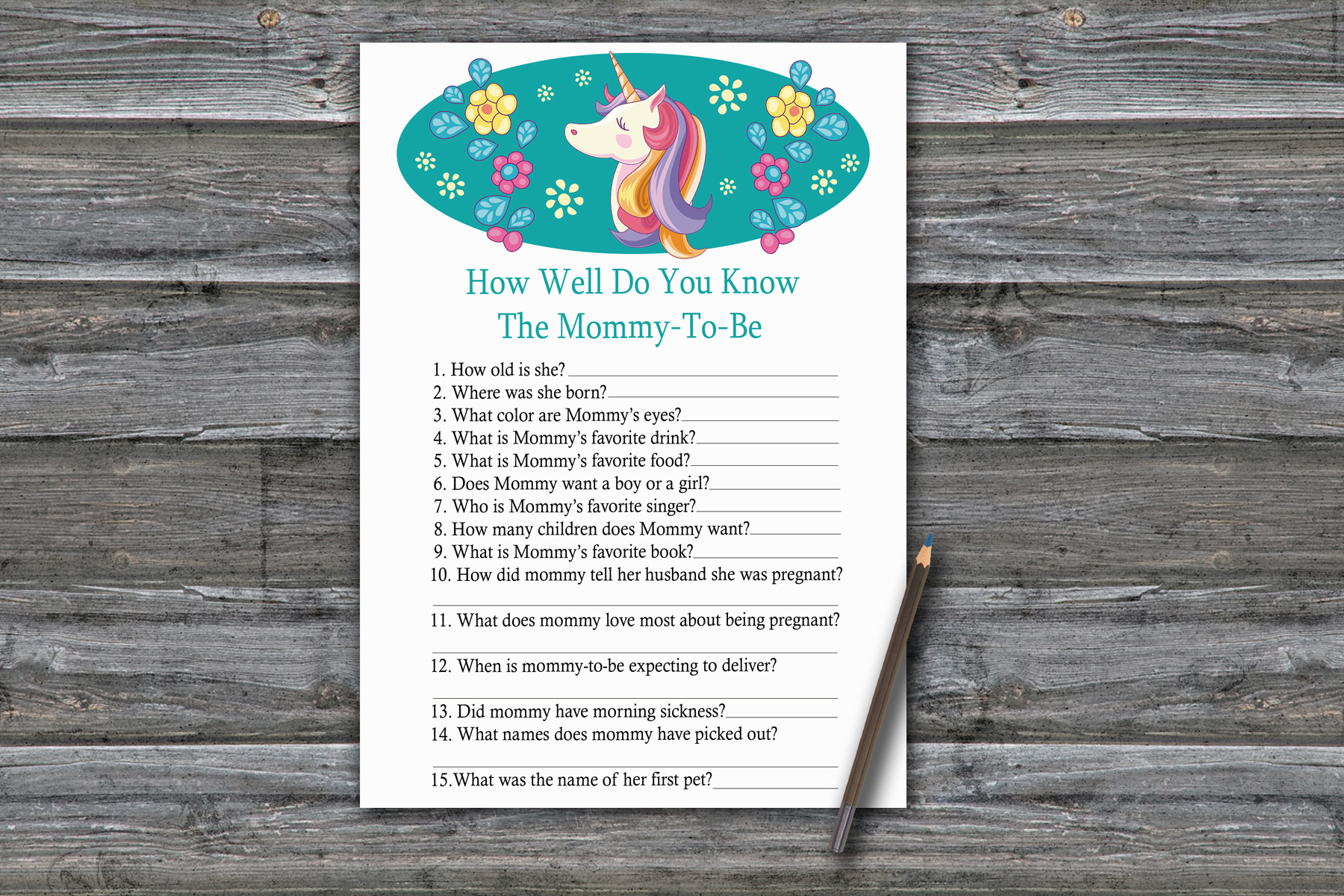 Rainbow Unicorn How well do you know baby shower game card,U | Inspire ...
