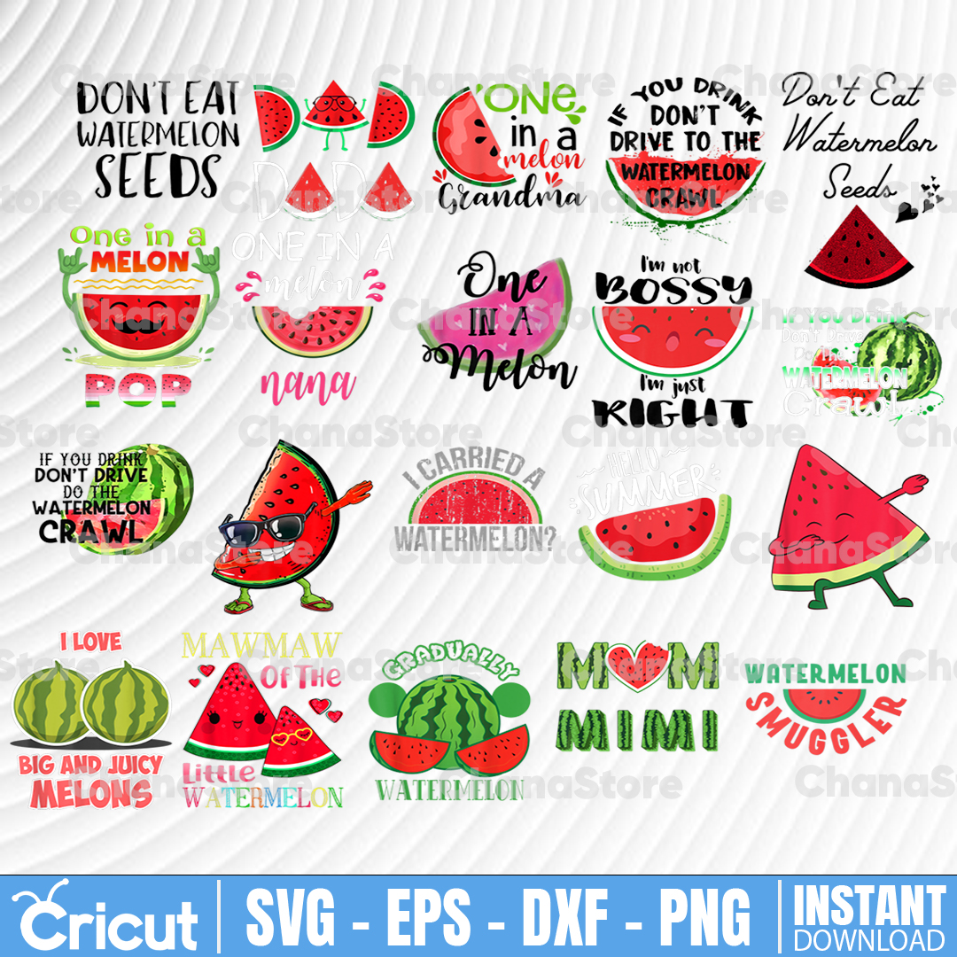 Watermelon PNG Bundle, Cute Watermelon slice png, Summer png - Inspire ...