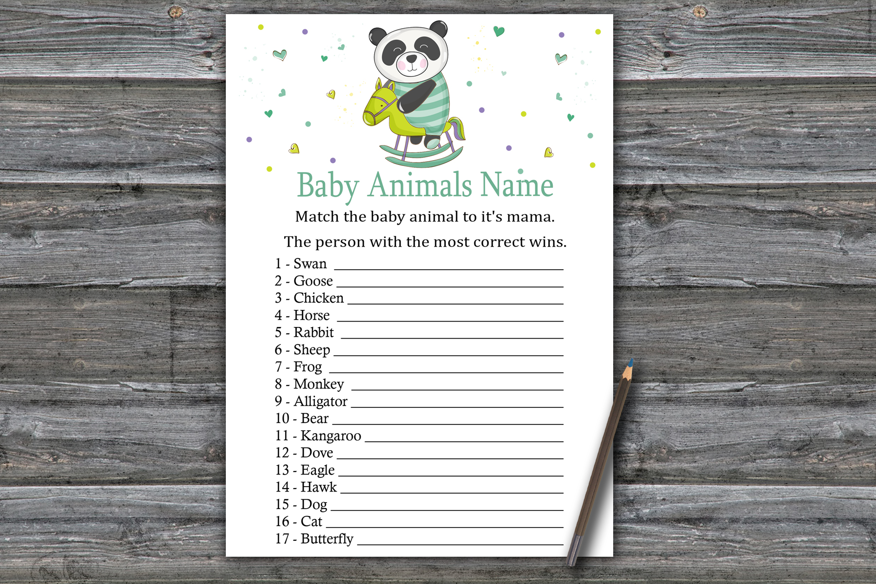 Panda Baby animals name game card,Panda Baby shower games p - Inspire ...