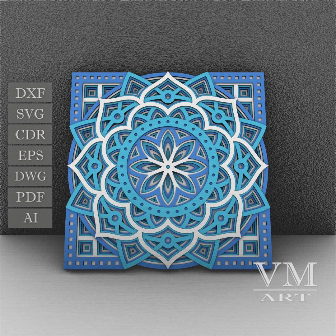 M18 - Layered Mandala SVG File, 3D Flower Mandala, Laser cut | Inspire ...