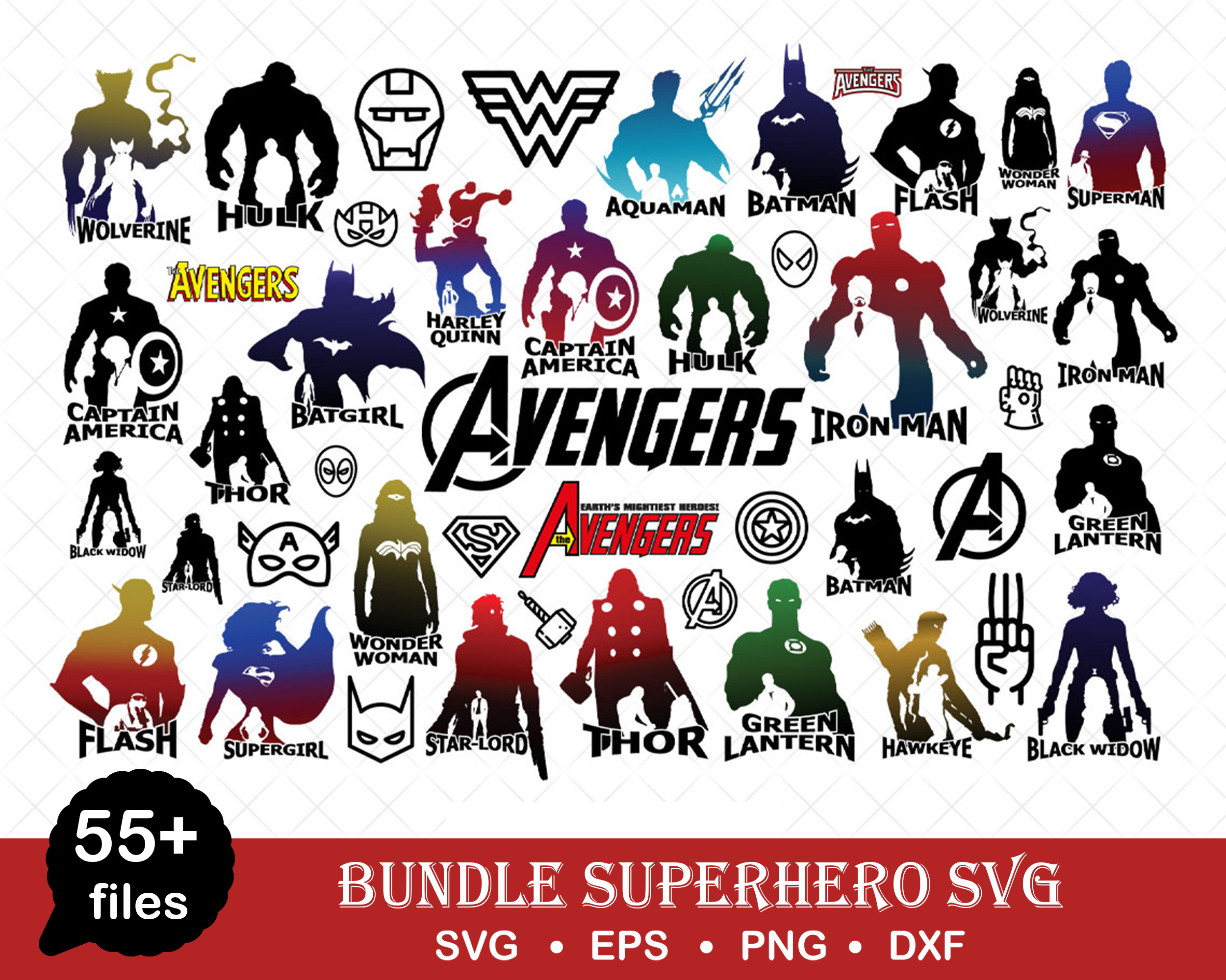 Superhero SVG Bundle Cut File for Cricut, Silhouette Movie S | Inspire ...