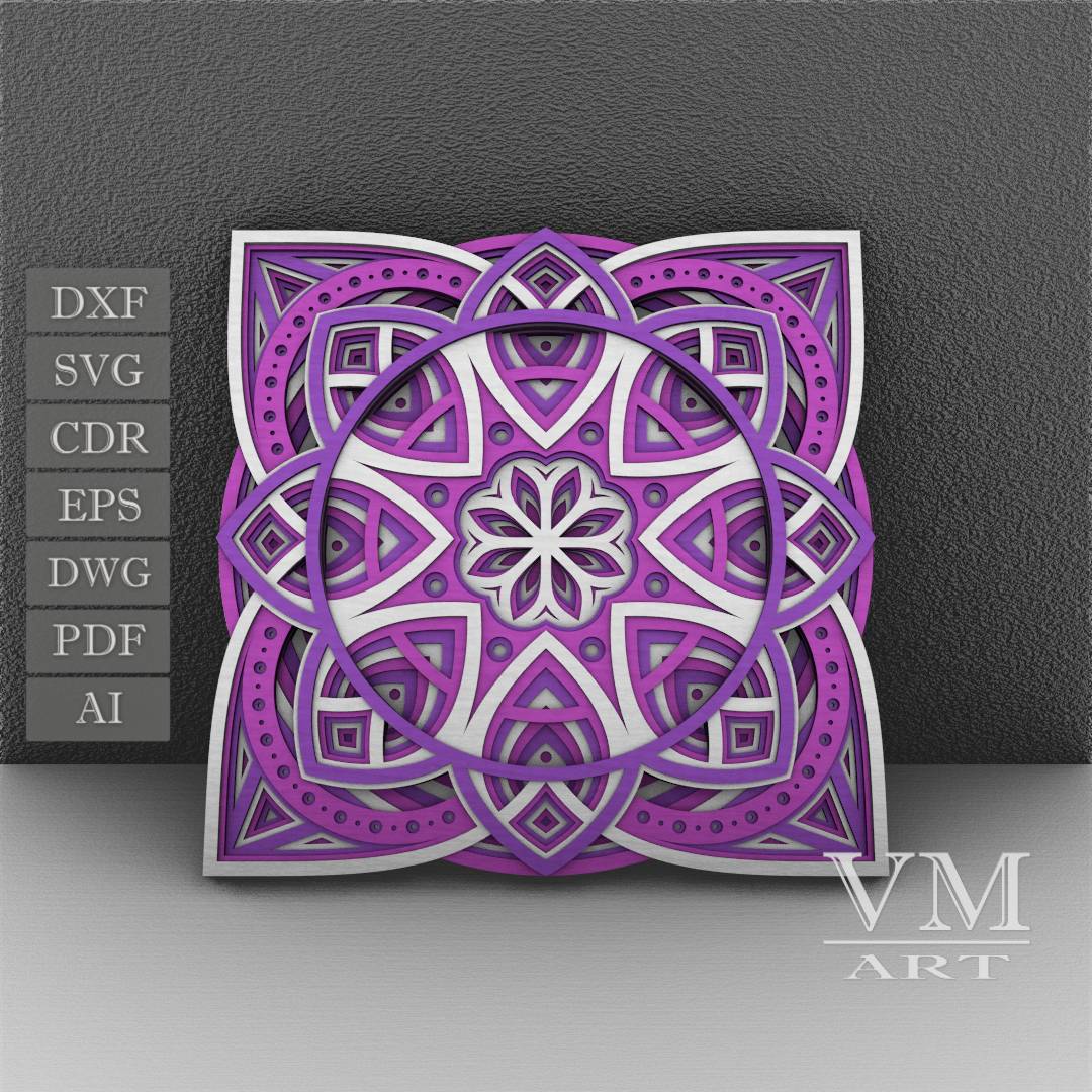 M24 - Layered Mandala SVG File, 3D Flower Mandala, Laser cut | Inspire ...