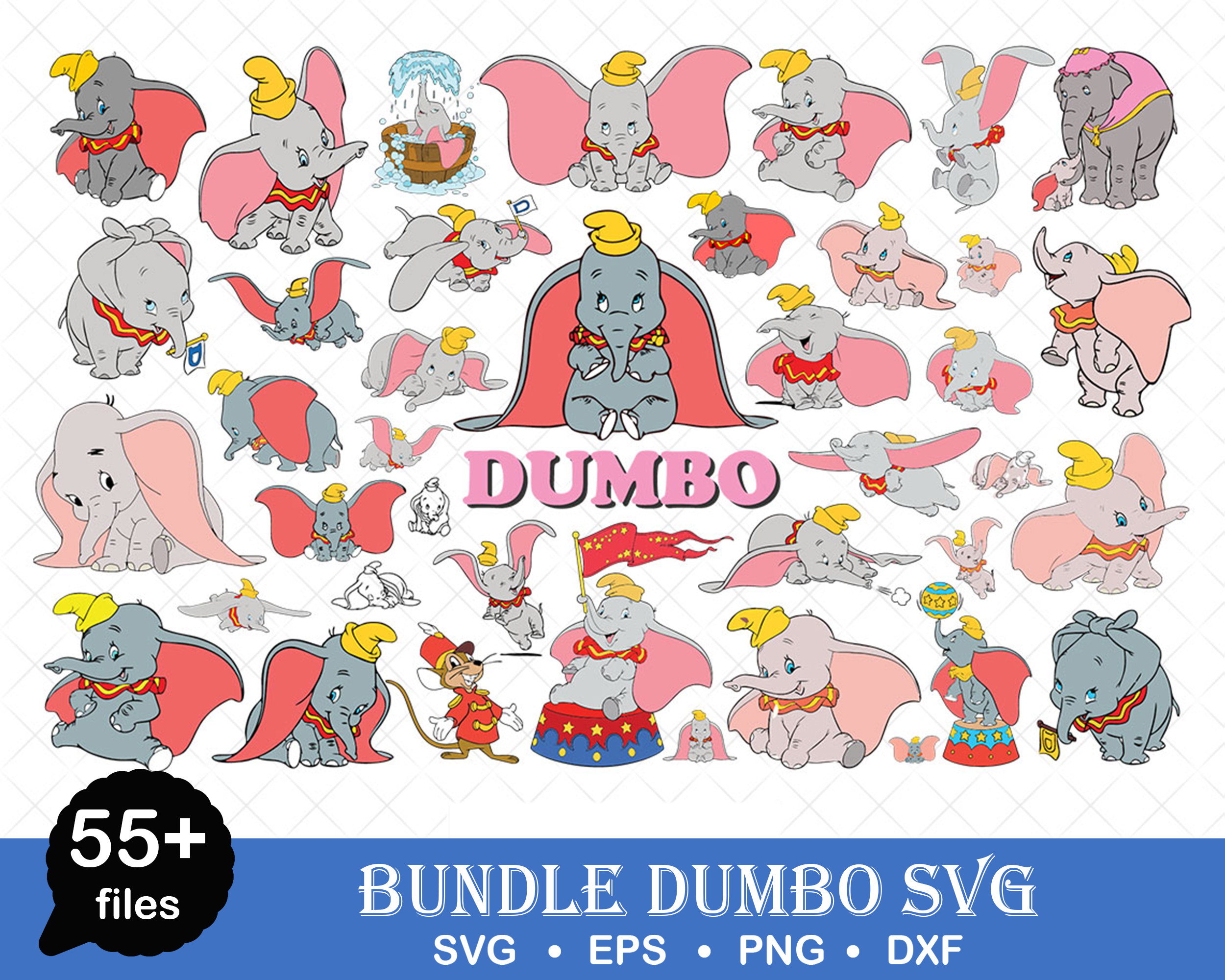 Dumbo Svg Bundle,Dumbo Svg,Dumbo Png,Dumbo Clipart,Elephant | Inspire ...