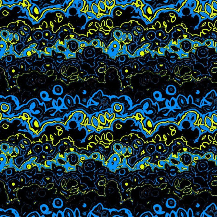 Blue Graffiti Wave Seamless Tileable Repeating Pattern | Inspire Uplift