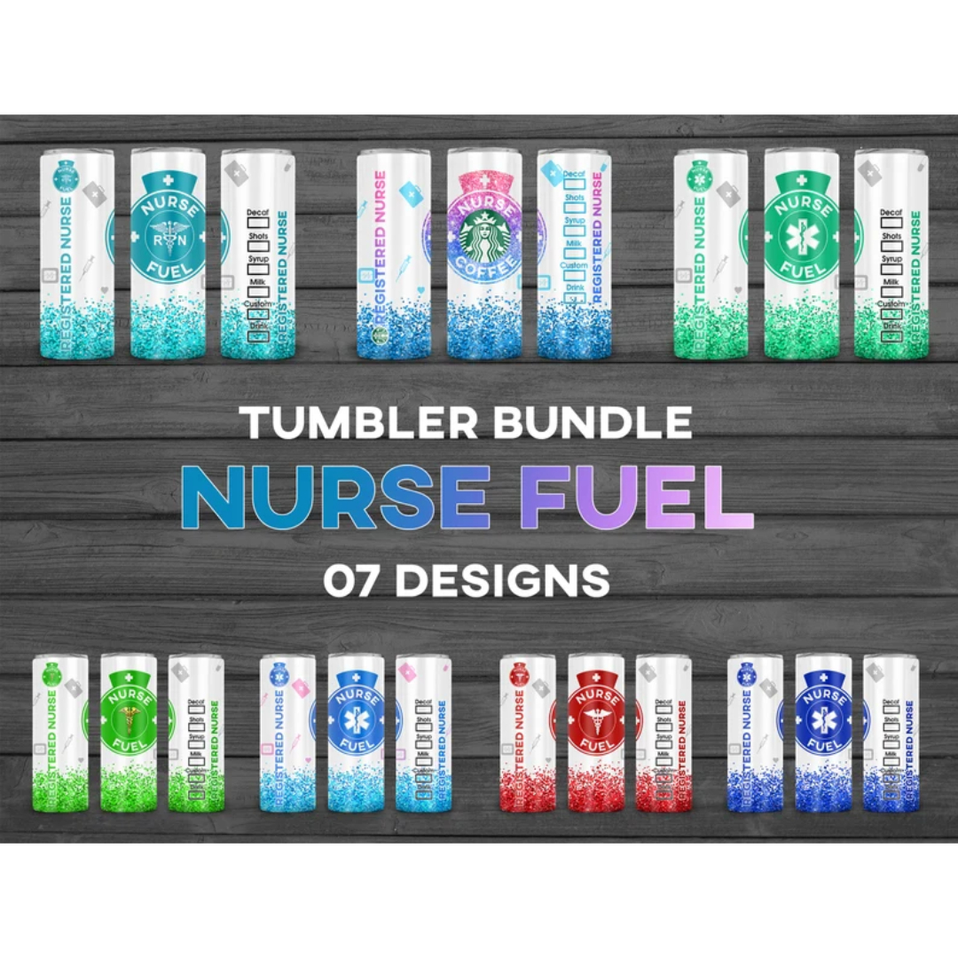 Bundle 7 Nurse Fuel 20oz Skinny Straight &Tapered Designs,Su | Inspire ...