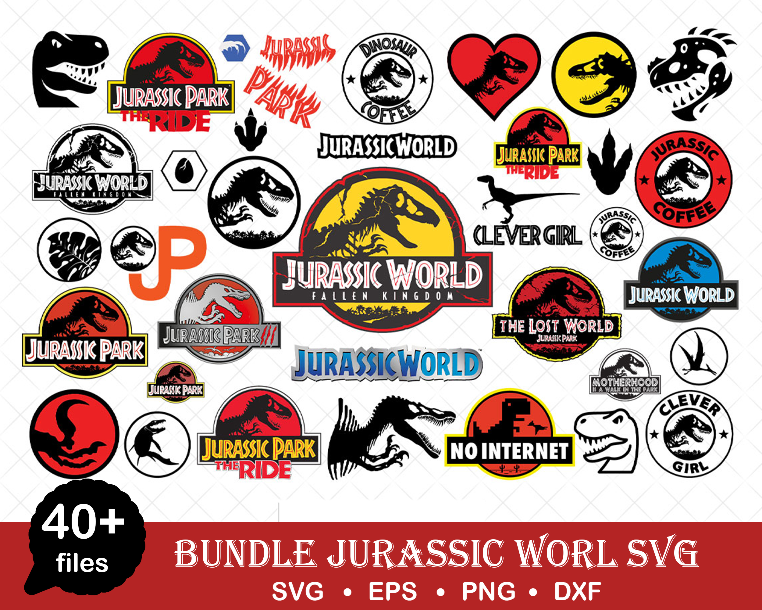 Jurassic Park Bundle SVG, Dinosaur Svg Bundle, Jurassic Font | Inspire ...