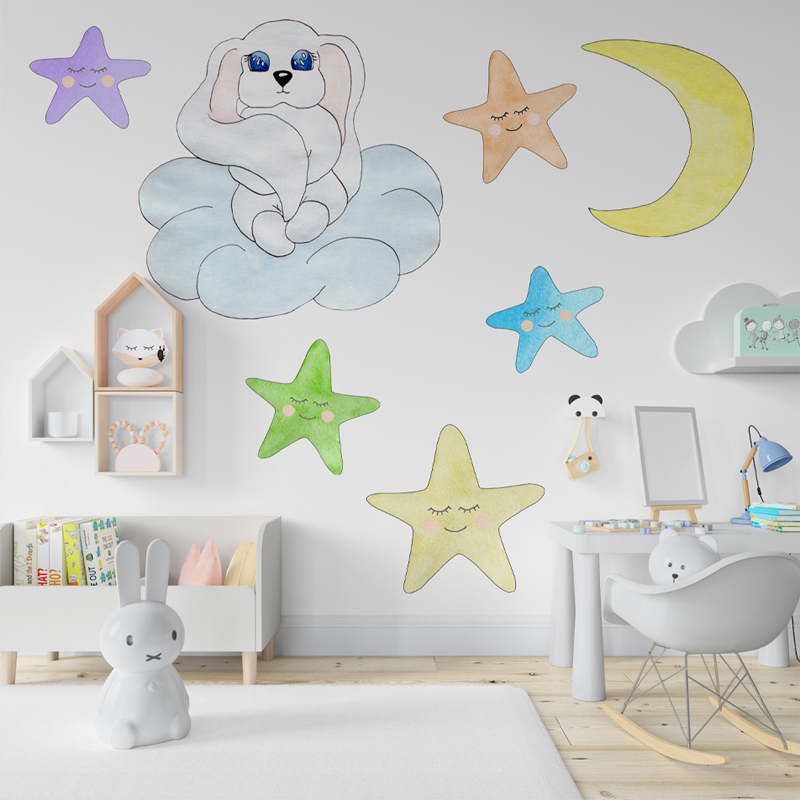 Bunny on the cloud Watercolor clipart, PNG | Inspire Uplift