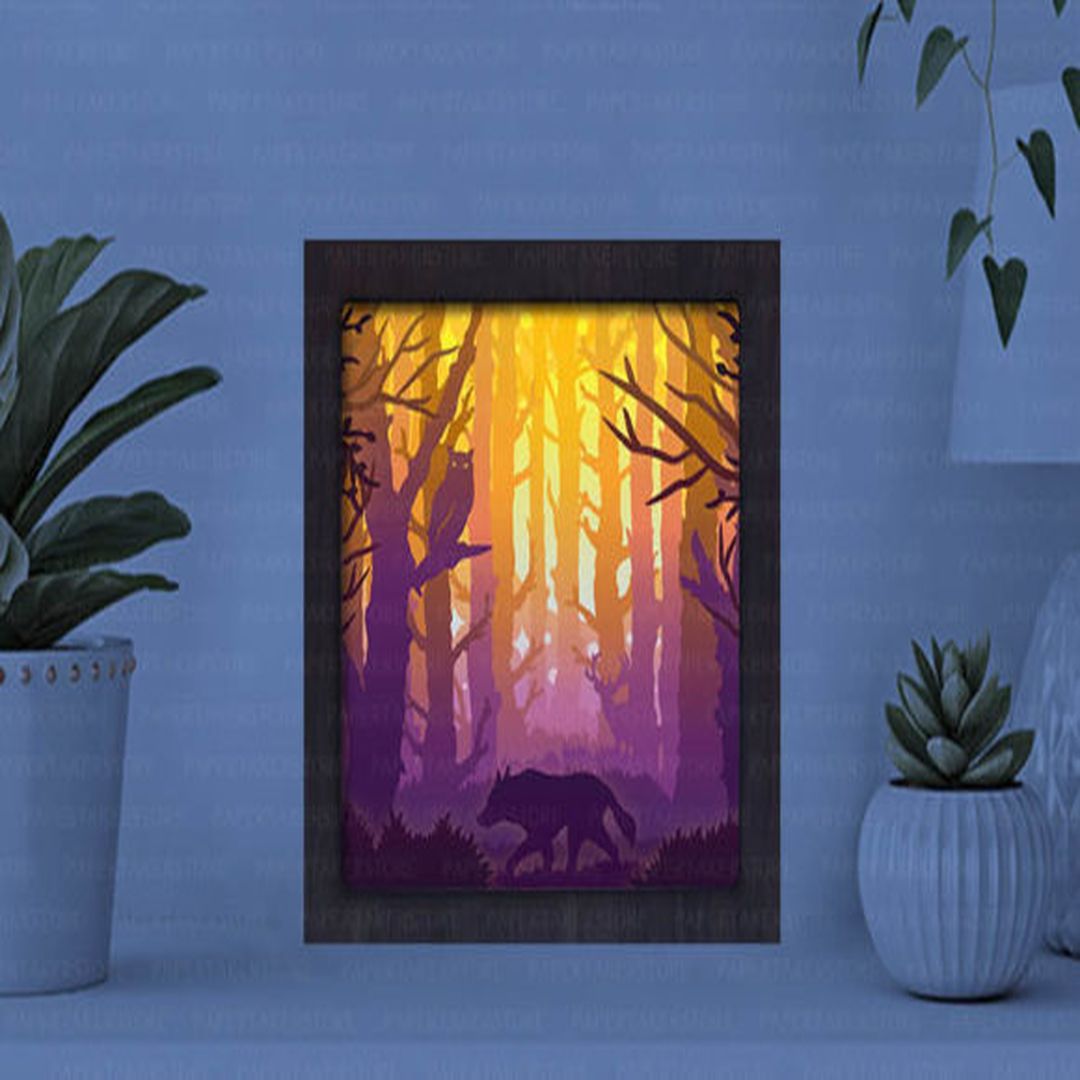 Owl & Wolf Paper Cut Light Box | Inspire Uplift