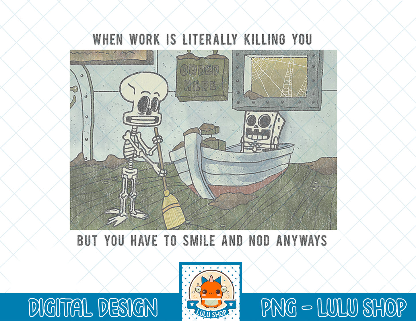 SpongeBob SquarePants Smile And Nod Text Meme T-Shirt.png - Inspire Uplift