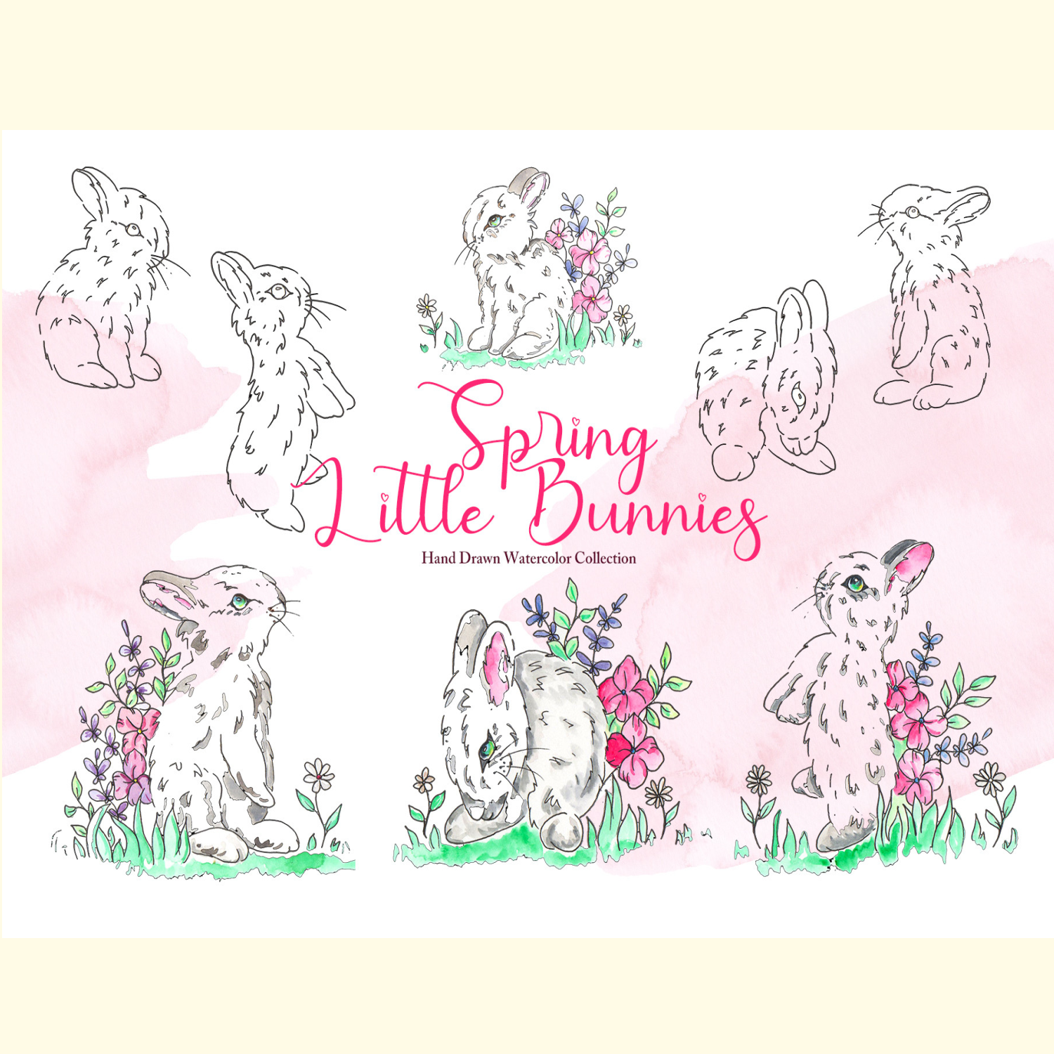 Watercolor Spring Bunnies | Inspire Uplift