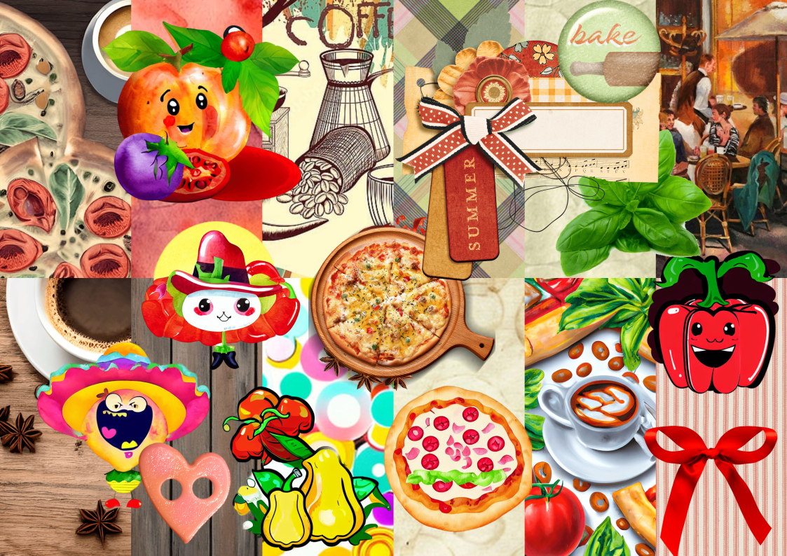 Digital scrapbooking kit "Pizza-2", 82 elements | Inspire Uplift