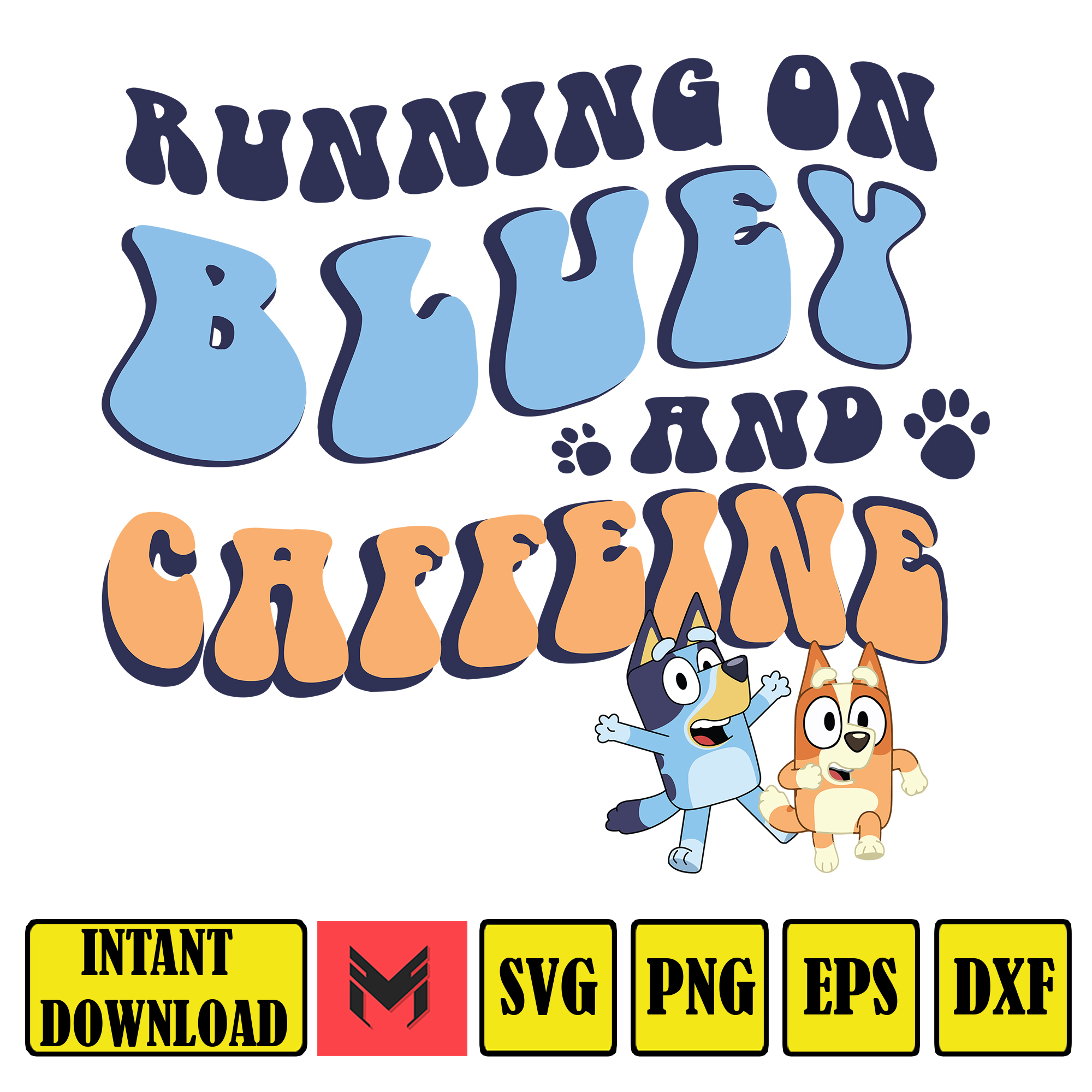 Running on Bluey and Iced Coffee Png, Running on Bluey & Ice - Inspire ...