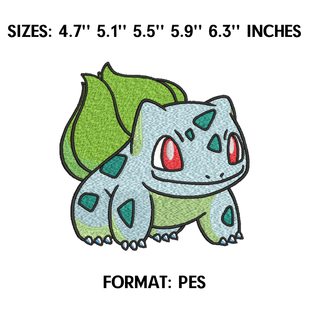 Bulbasaur Embroidery Design File, Pokemon Anime Embroidery D - Inspire ...