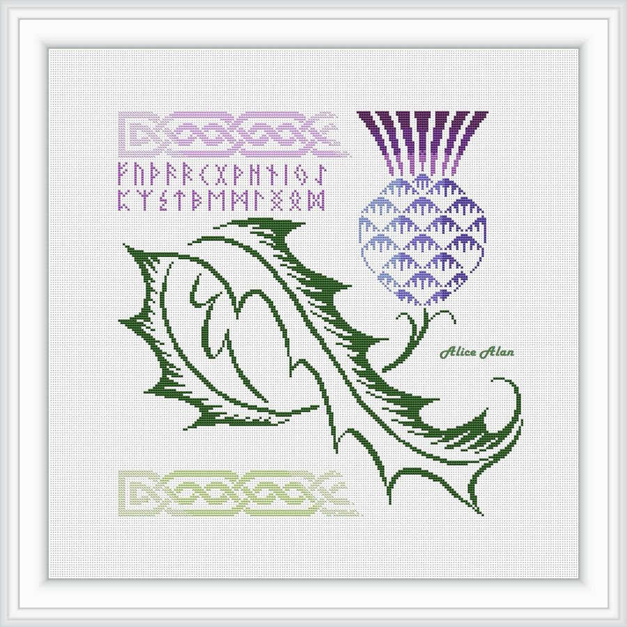 Cross stitch pattern Thistle celtic knot ornament runes | Inspire Uplift