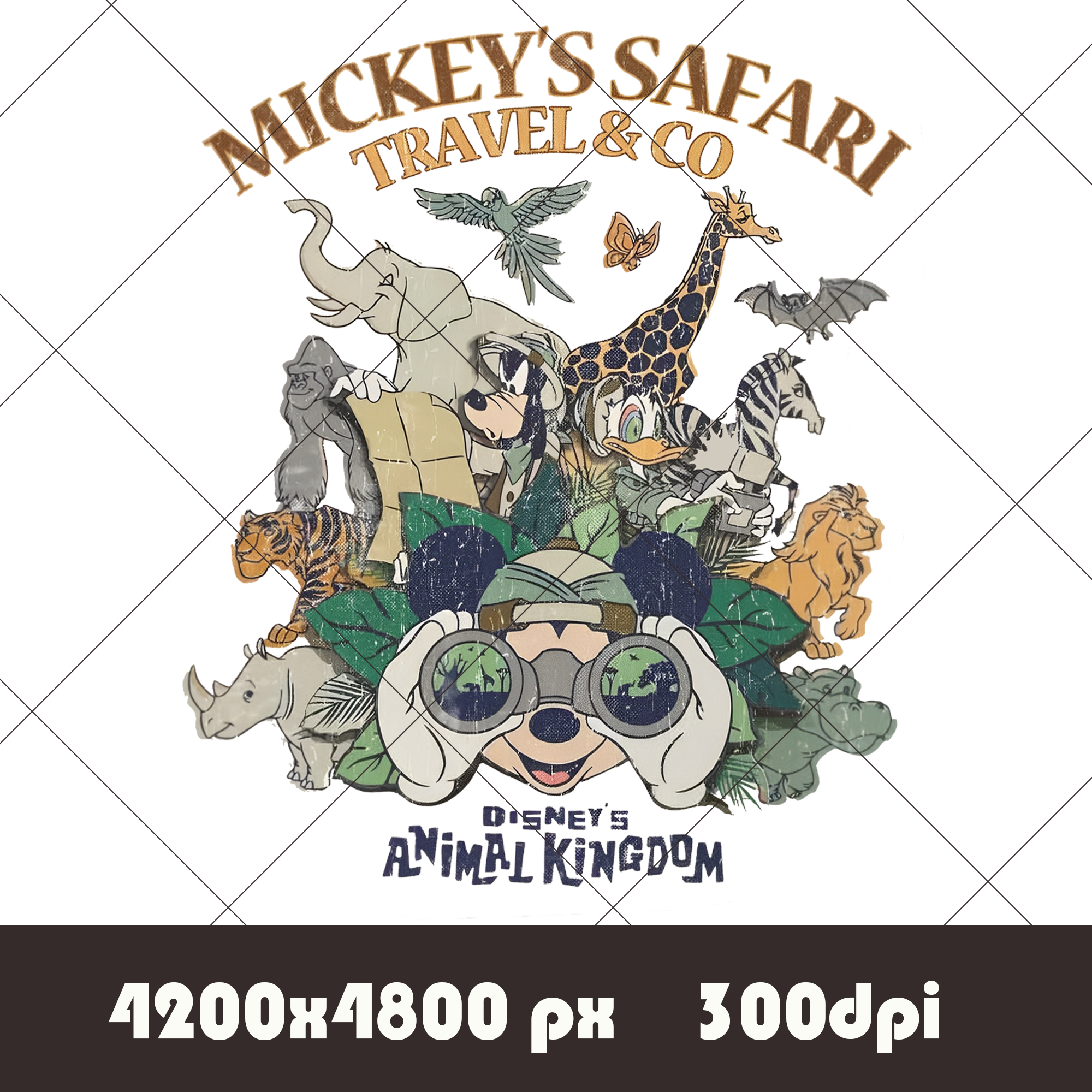 Retro Animal Kingdom PNG, Cute Mickey Safari Travel & Co PNG | Inspire ...
